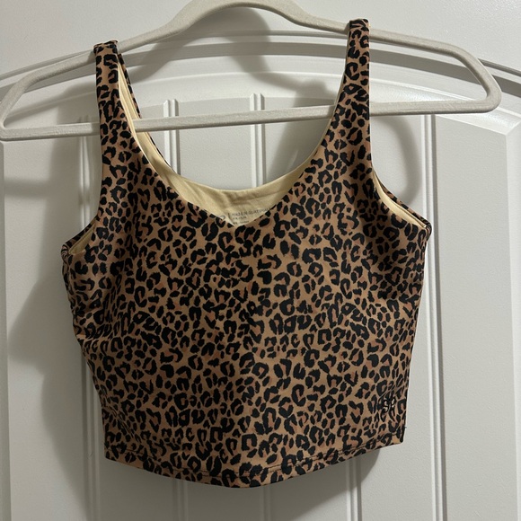 Albion | Tops | Albion Leopard Print Crop Top Black And Tan | Poshmark